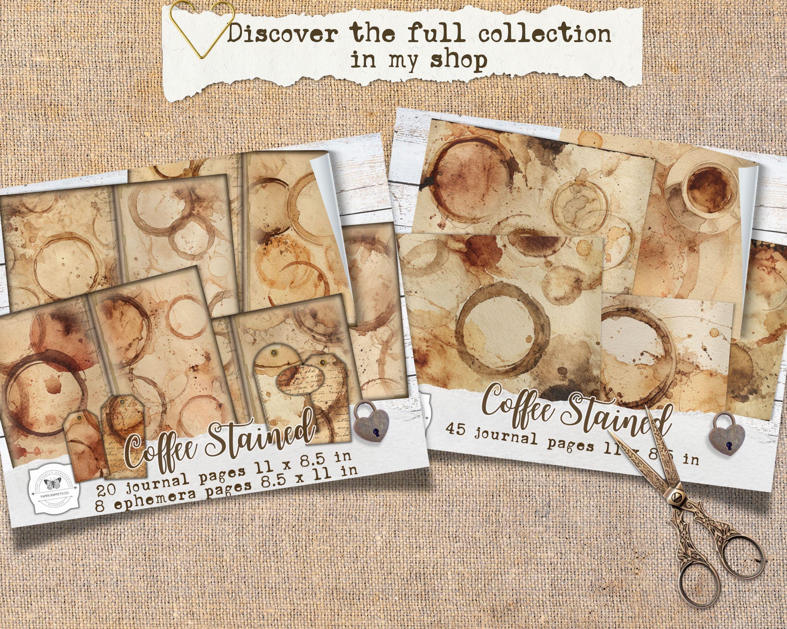 Coffee Stained Journal Pages & Ephemera Tags – Vintage Aged Papers ...