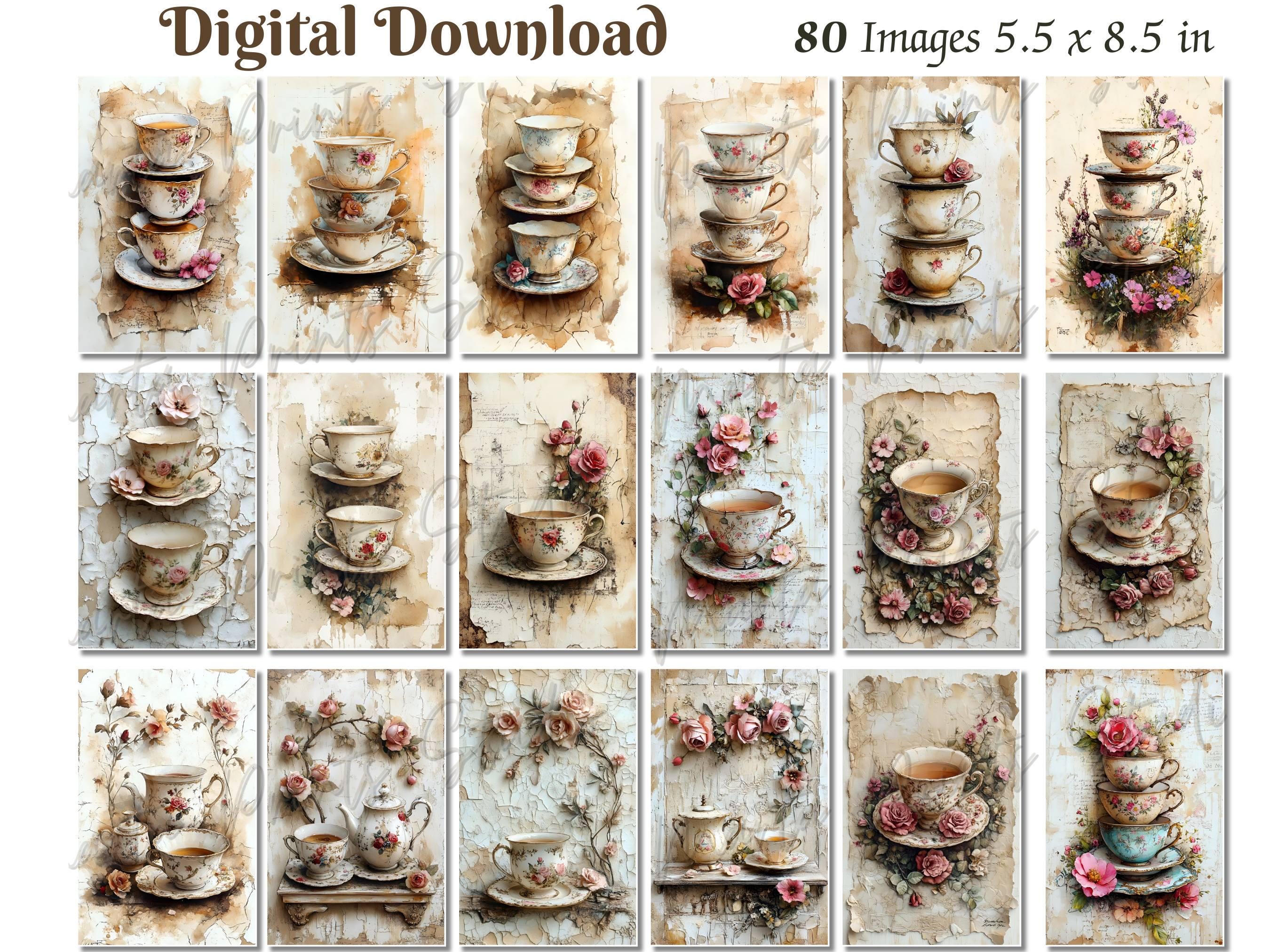 Vintage Tea Junk Journal Printable Pages, Rustic Afternoon Tea Junk ...
