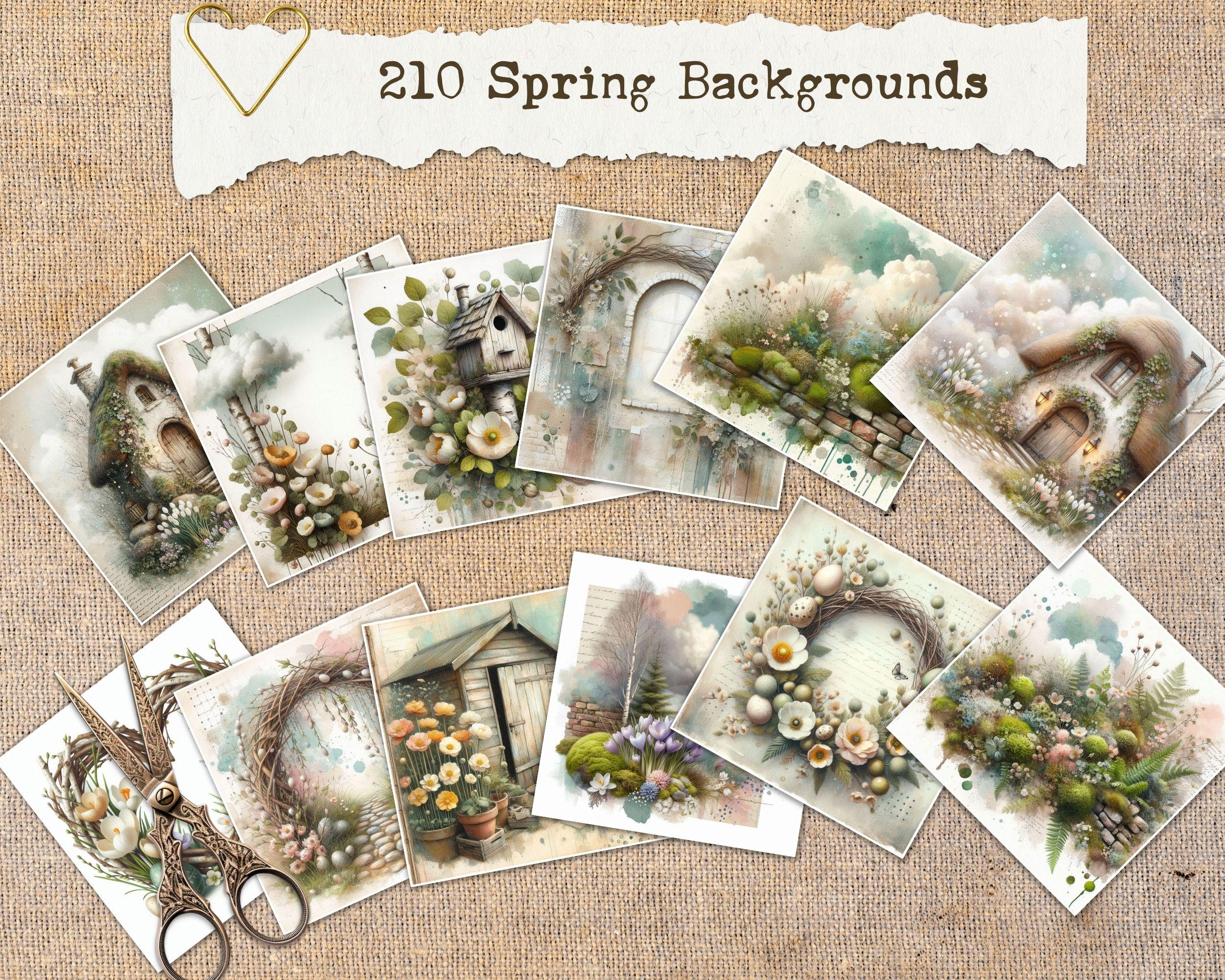 Spring Easter Backgrounds – Cottagecore Floral Digital Papers, Fairy ...