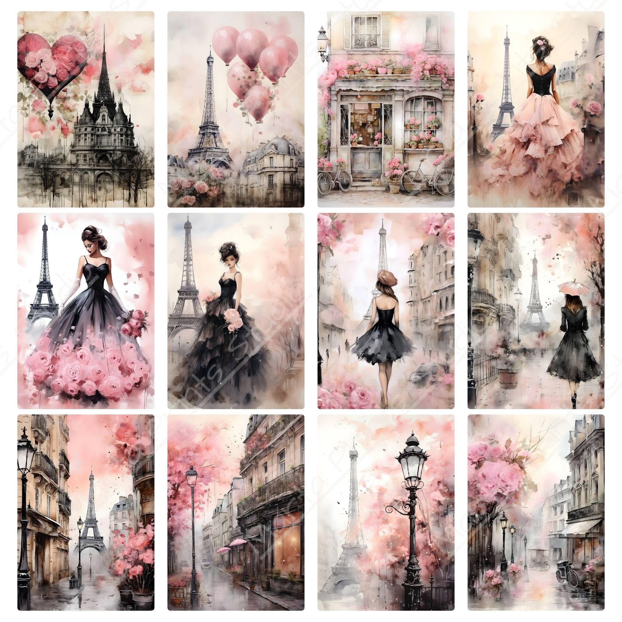 Paris Printable Junk Journal Pages, Parisian Scrapbook Supplies ...