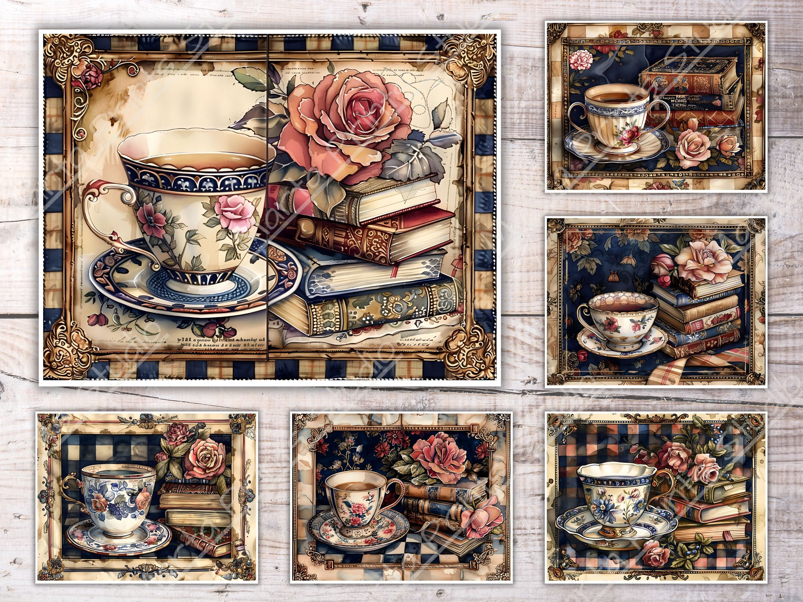 Vintage Tea Time Junk Journal Pages, Teapot Printable Pages, Tea Party ...