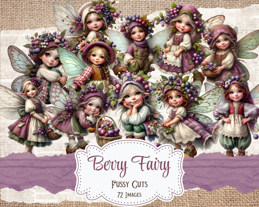 Vintage Berry Fairy Fussy Cuts: Printable Cottagecore Ephemera (digital ...