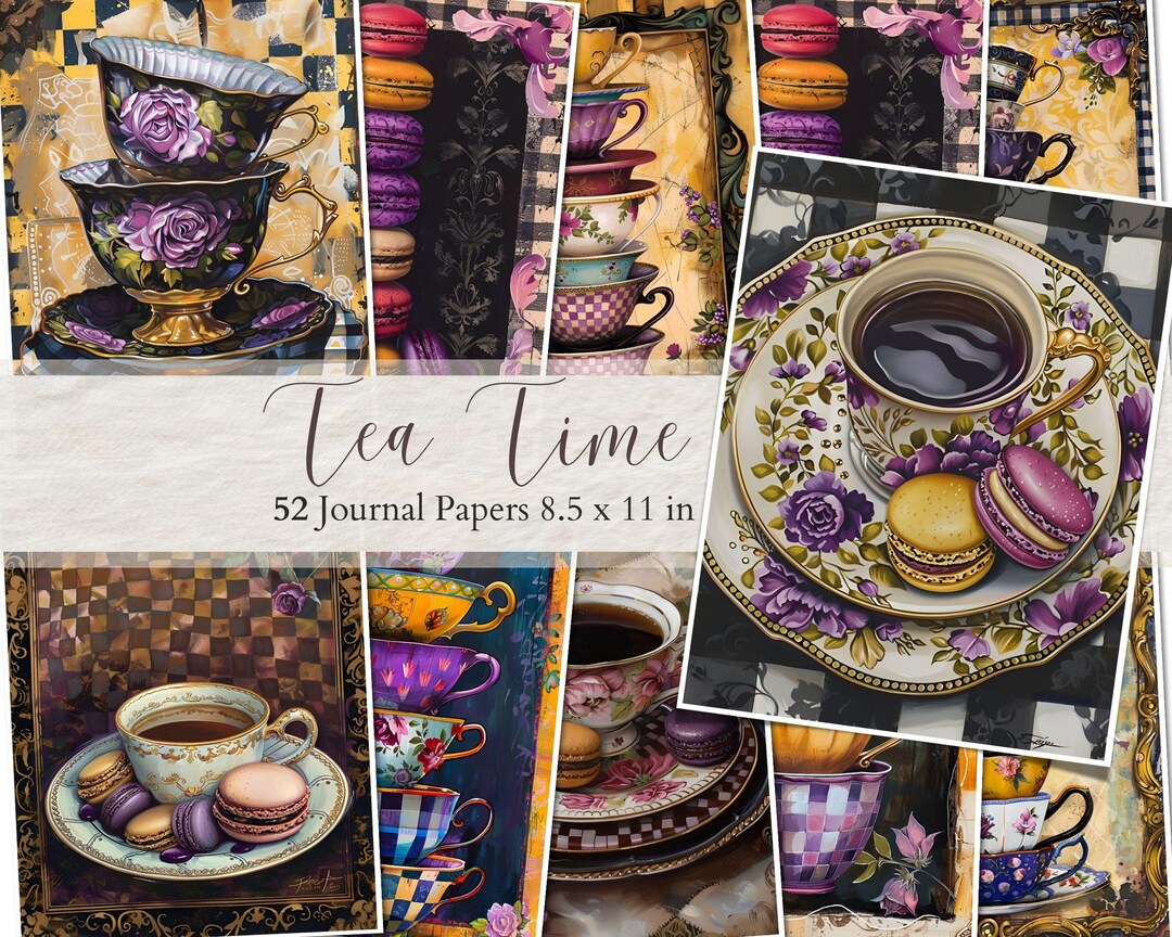 Vintage Tea Party Junk Journal Pages: Tea Cup Printables (digital ...