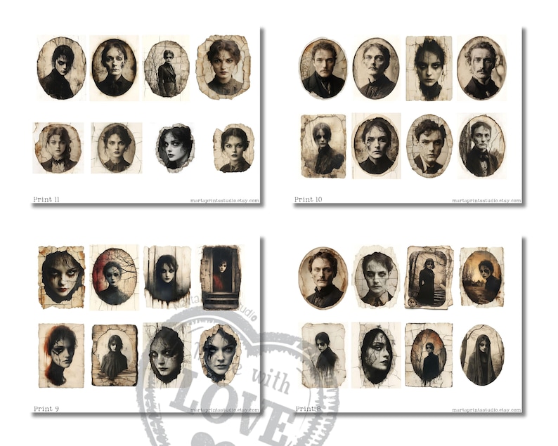 Creepy Vintage Photo Ephemera Pack: Gothic Scrapbook Images (digital ...