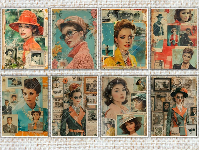 1960s Vintage Photo Collage Sheets: Retro Junk Journal Ephemera ...