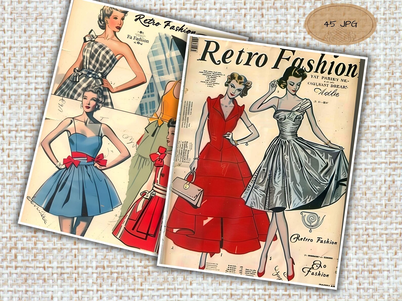1950s Fashion Printable, Retro Ephemera, Scrapbook Paper (digital ...