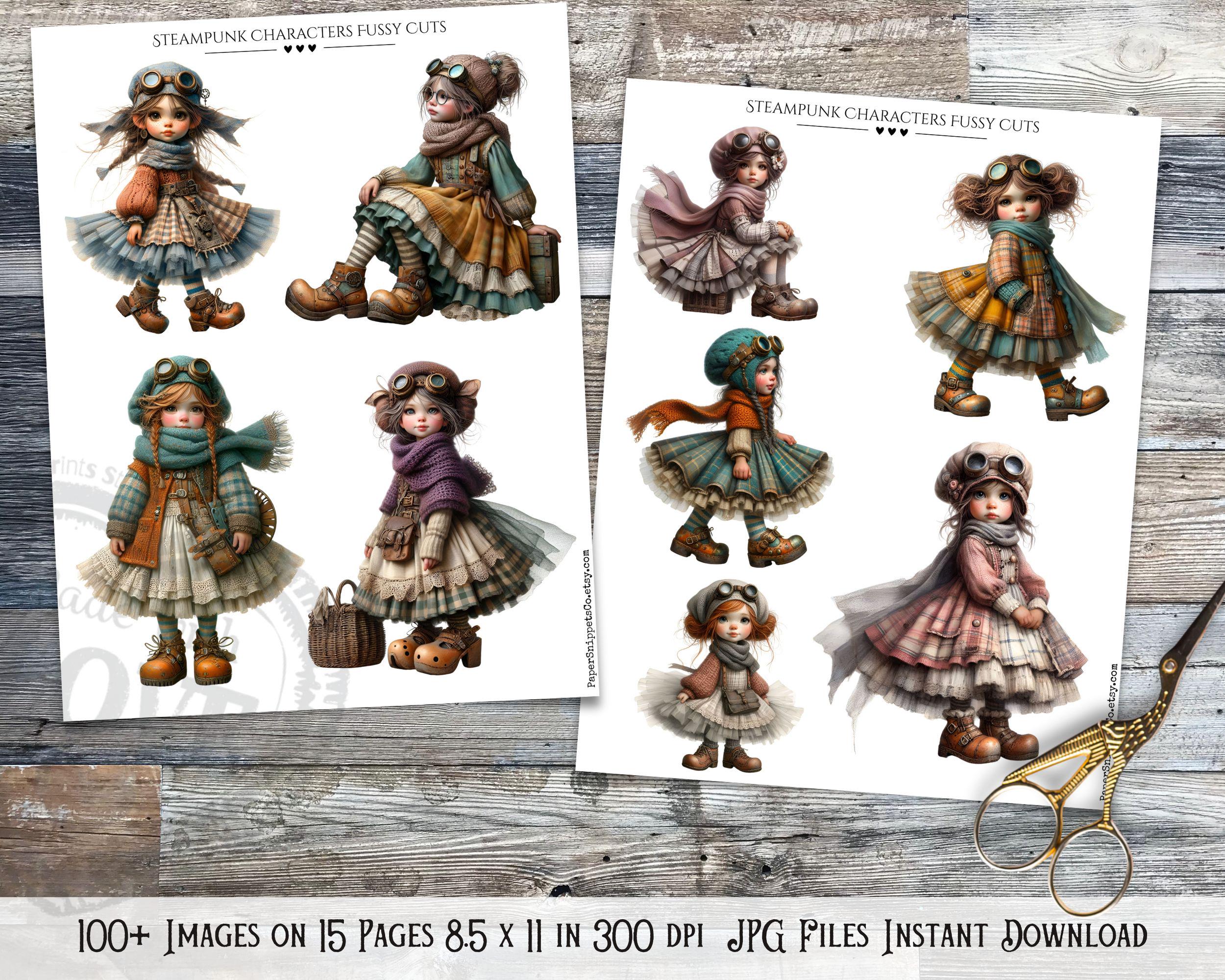 Steampunk Girls & Boys Fussy Cuts - 100+ Vintage Ephemera (digital ...