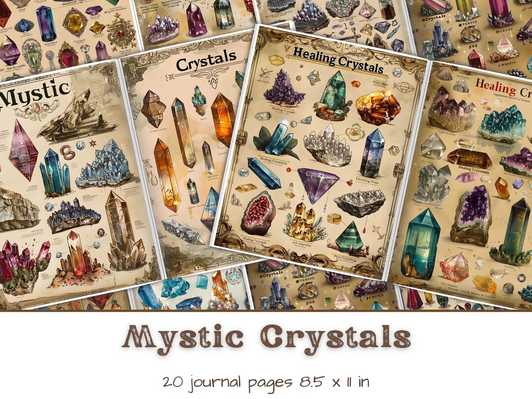 Mystic Crystals Printable Pages, Sacred Crystals Junk Journal Pages ...
