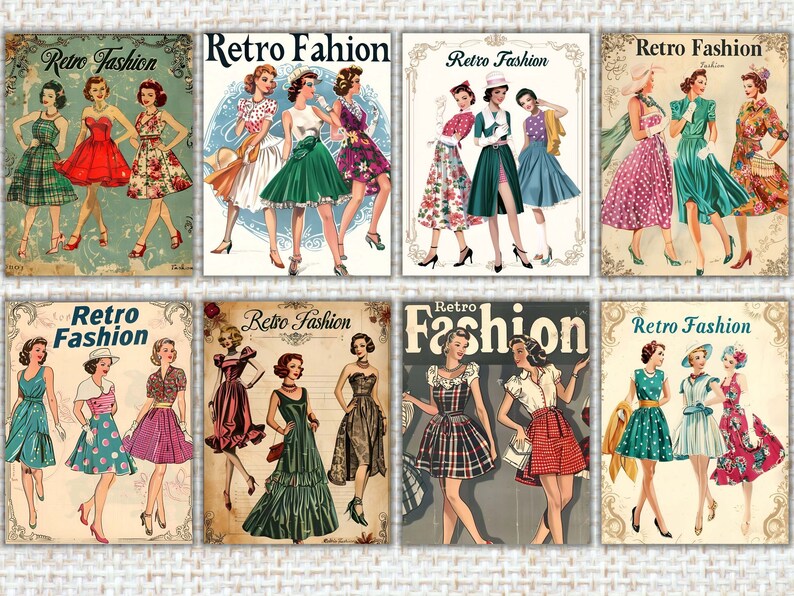 Vintage 1950s Fashion Printable Paper – Collage Sheets, Fashion ...