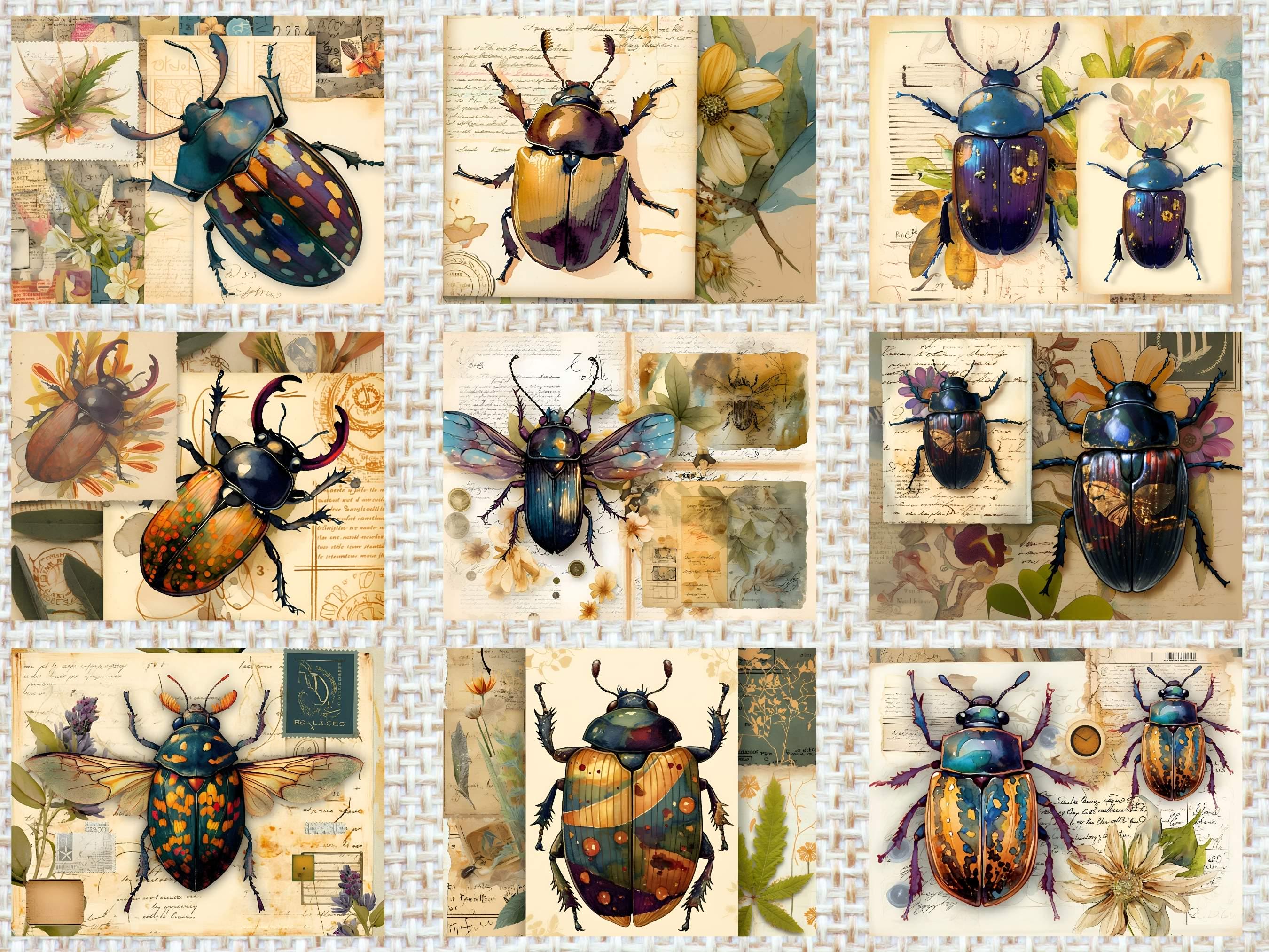 Vintage Insects Junk Journal Printable Pages, Watercolour Bugs Junk ...