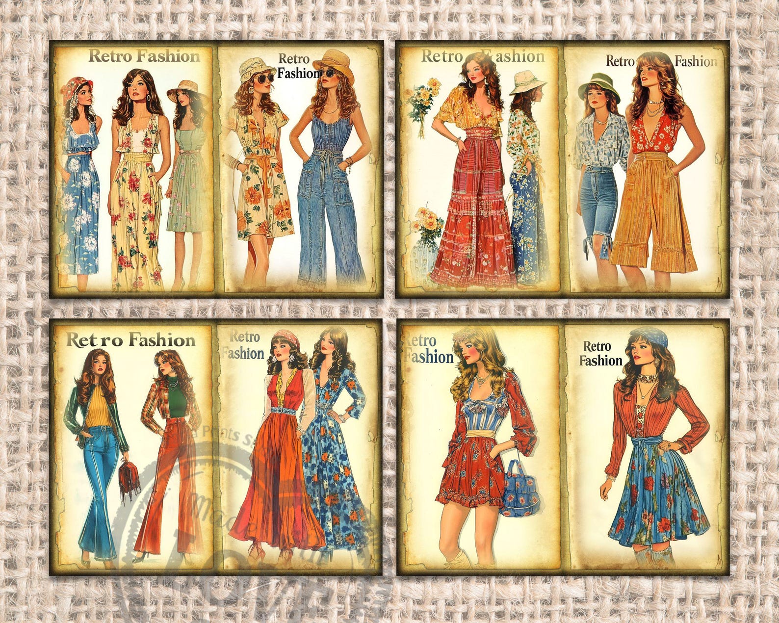 Vintage 1970s Fashion Printables 70s Fashion Junk Journal Pages Retro ...