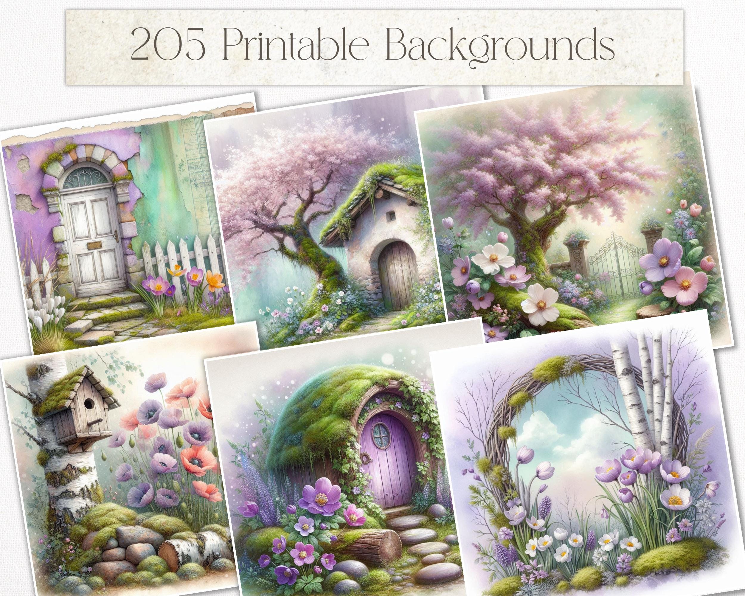 Spring Easter Backgrounds – Cottagecore Floral Digital Papers, Fairy ...