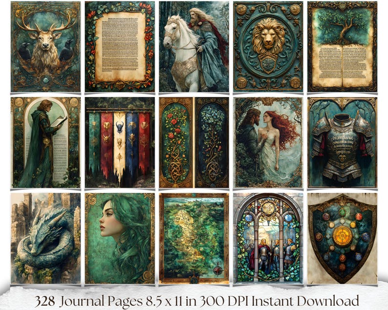 Camelot Junk Journal Pages: Medieval Arthurian Ephemera (digital ...