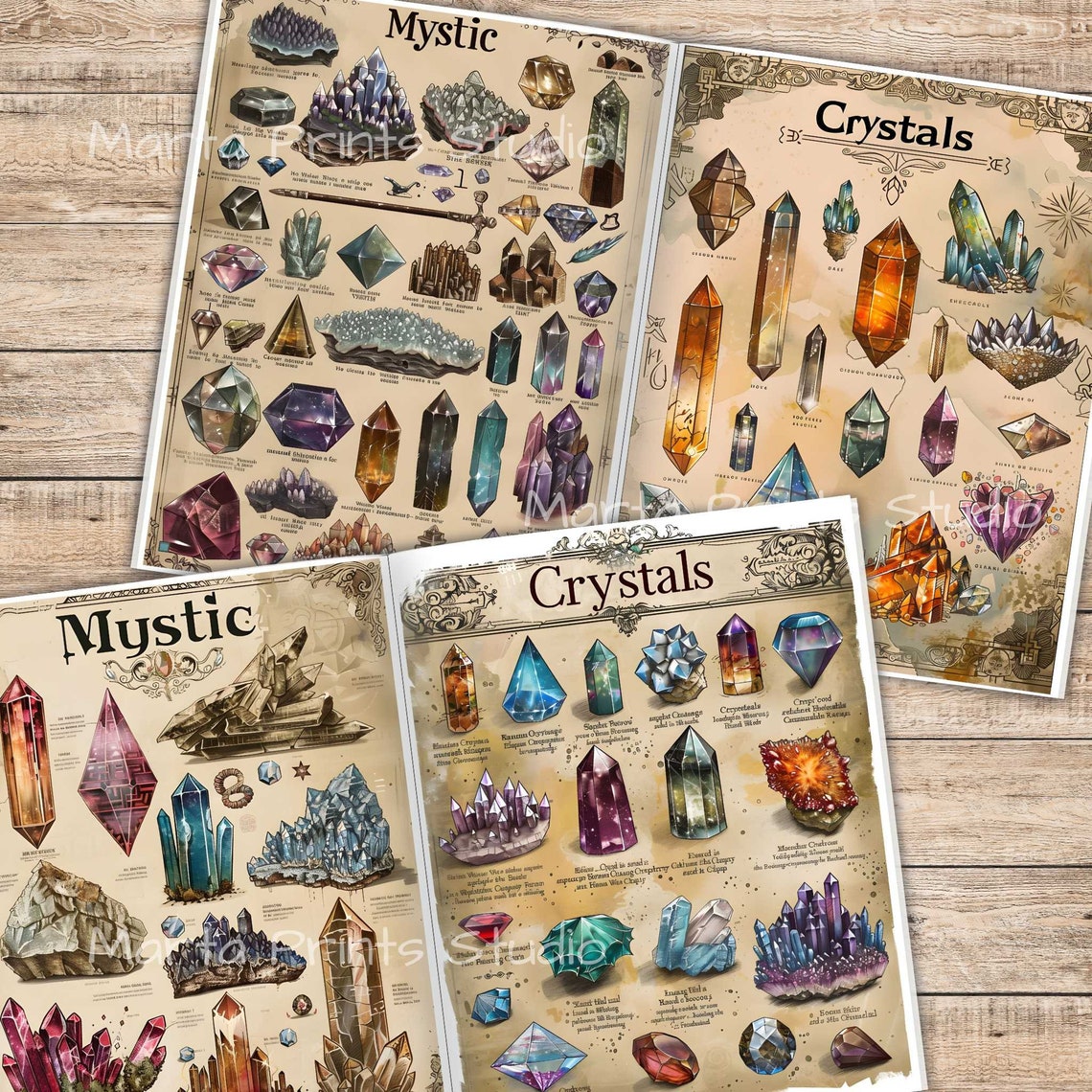Mystic Crystals Printable Pages, Sacred Crystals Junk Journal Pages ...