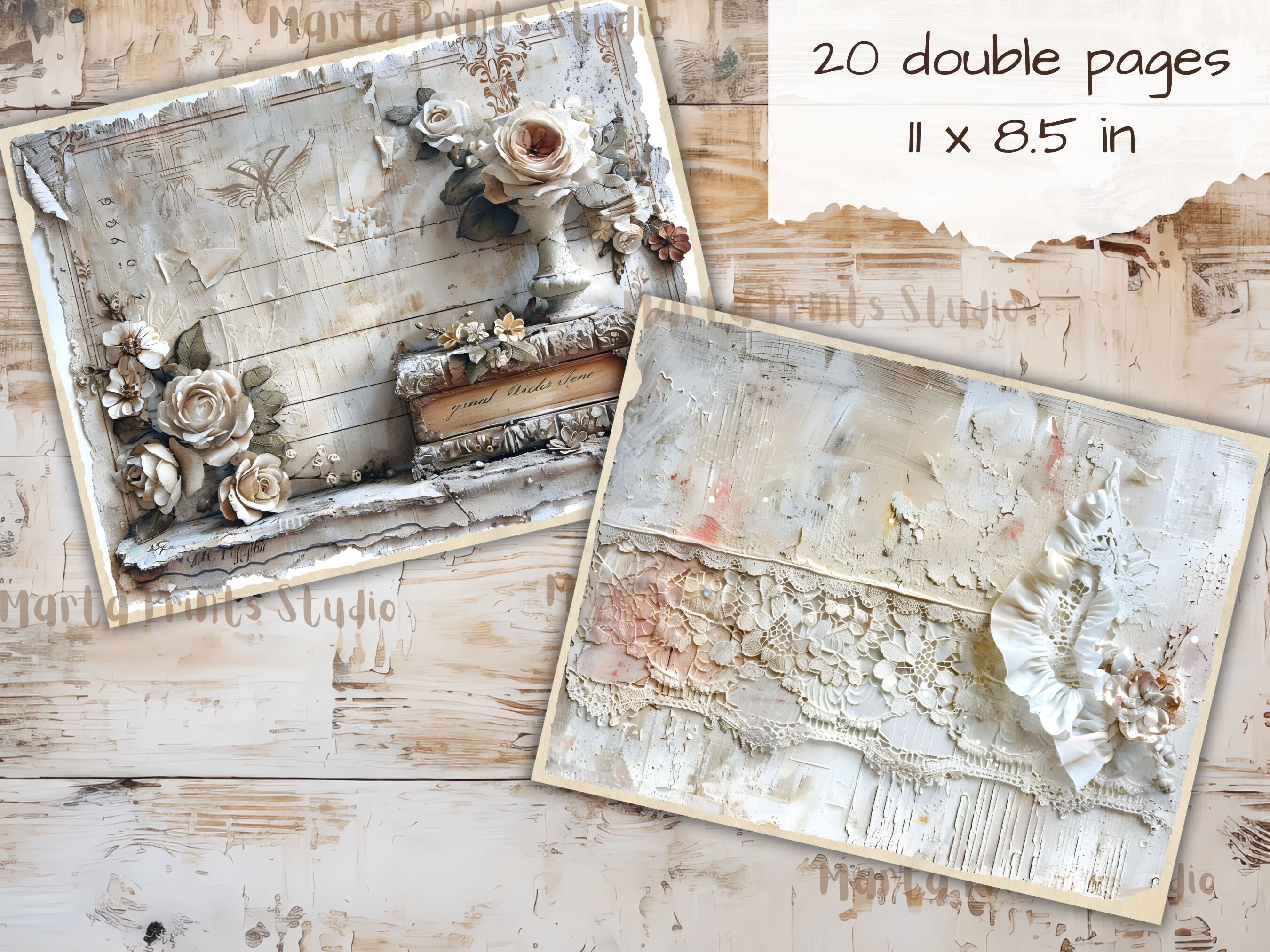 Shabby Chic Junk Journal Kit Rustic Printable Pages Vintage Romantic ...