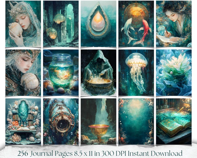 Underwater Alchemy Junk Journal Pages: Printable Mermaid Ephemera ...