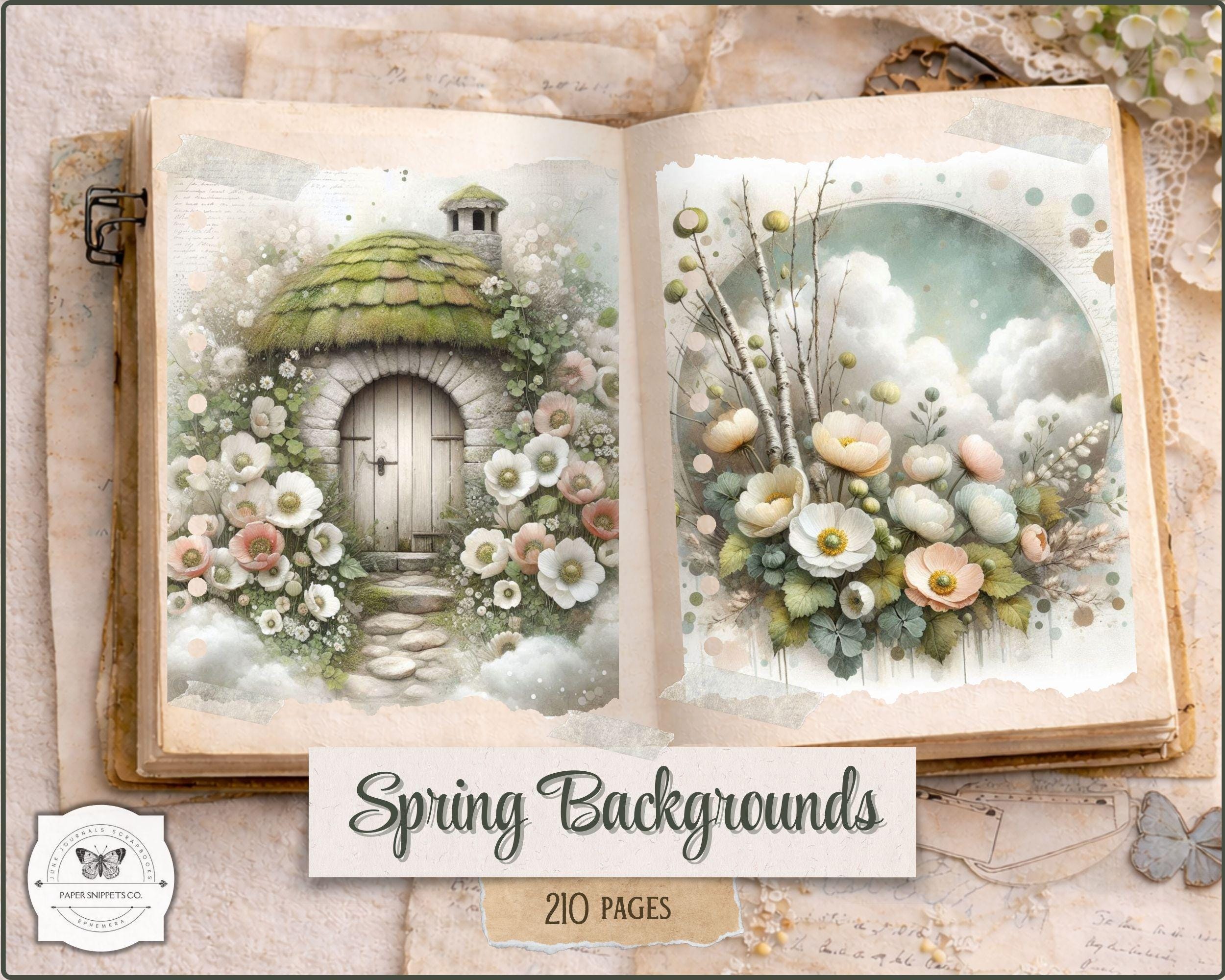 Spring Easter Backgrounds – Cottagecore Floral Digital Papers, Fairy ...
