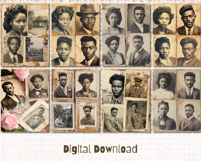 Vintage African American Photos Collage: Black Heritage Ephemera ...