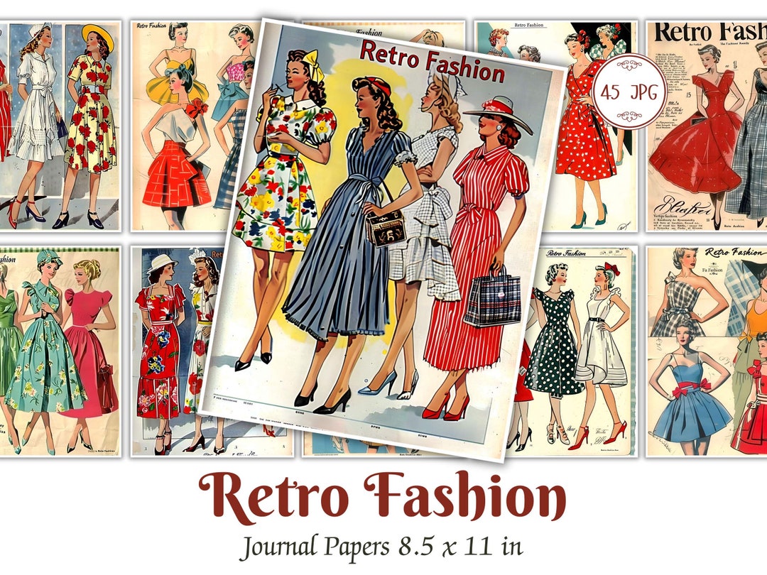 Vintage 1950s Fashion Printable Pages, Fashion Junk Journal, 50s Sewing ...