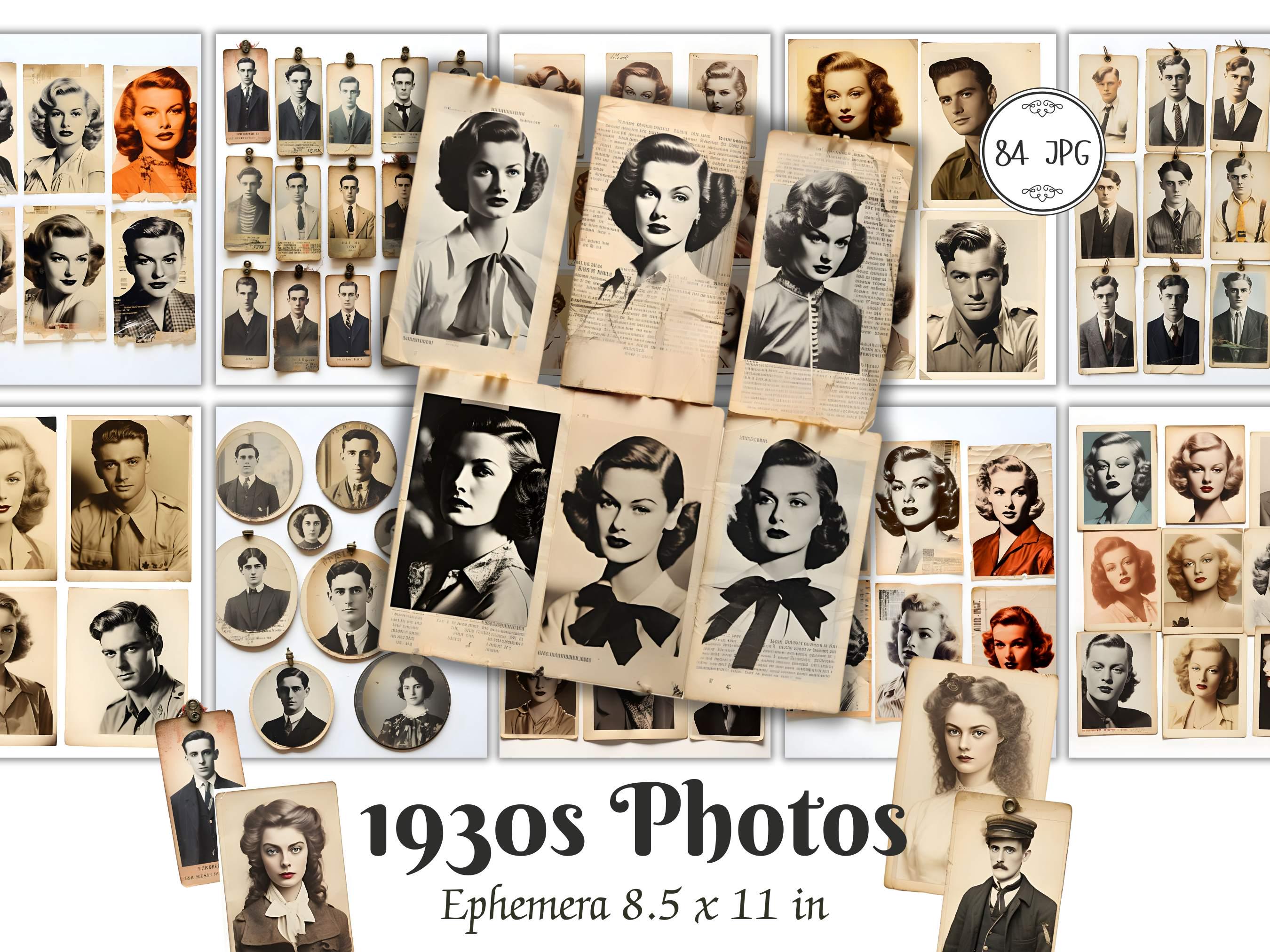 1930s Vintage Photos Ephemera, 30s Printable Pages, Retro Scrapbook Kit ...