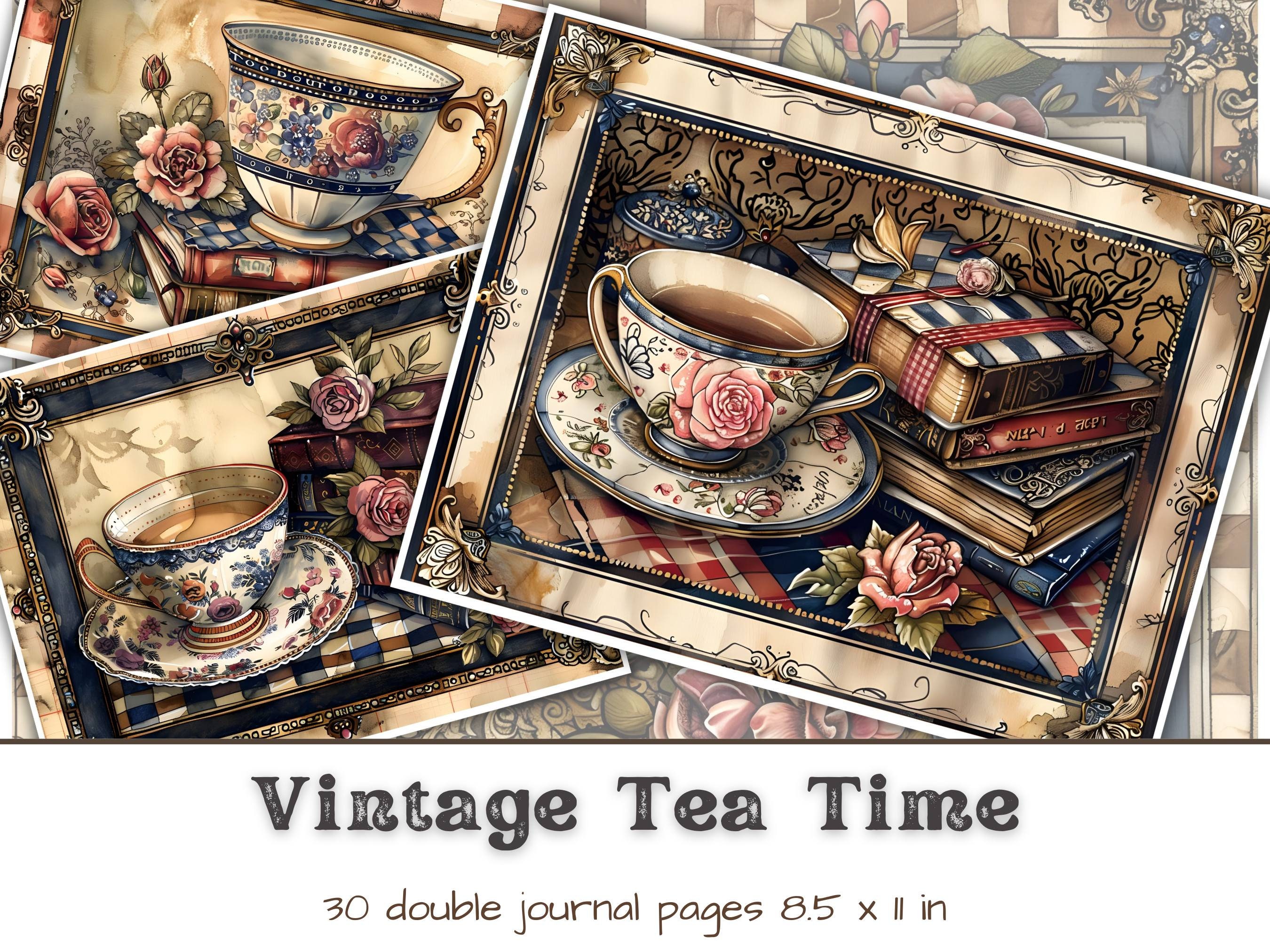 Vintage Tea Time Junk Journal Pages, Teapot Printable Pages, Tea Party ...