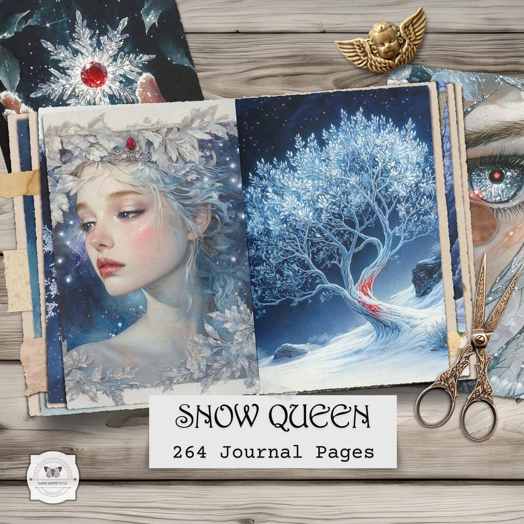 Snow Queen Junk Journal, Winter Fairytale Printable Pages, Ice Queen ...