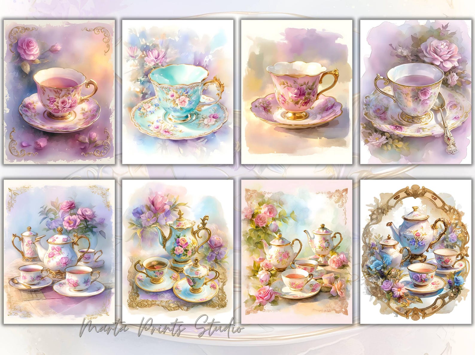 Vintage Tea Junk Journal Pages, Teapot Printable Scrapbook Supplies ...
