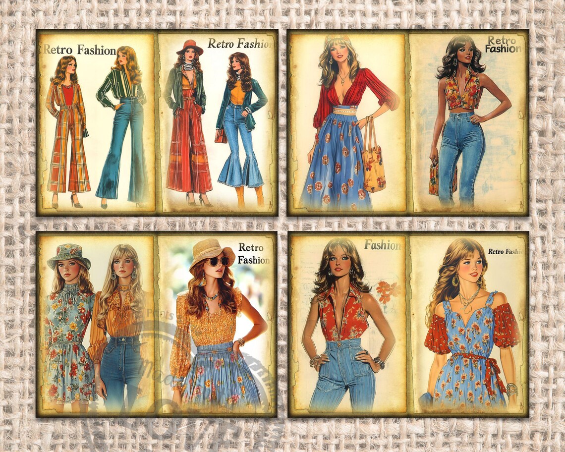 1970s Fashion Junk Journal Pages: Retro Boho Ephemera (digital Download ...