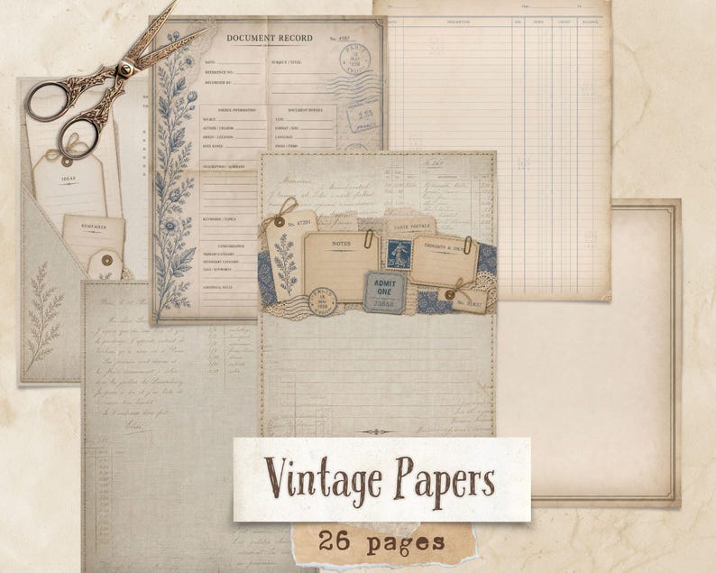 Vintage Printable Papers, Antique Writing Pages, Junk Journal Filler ...