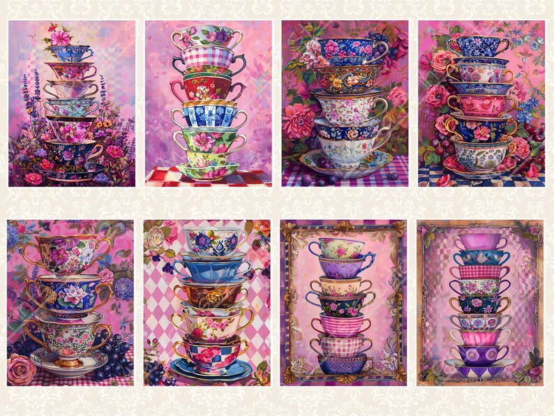 Vintage Tea Junk Journal Pages, Retro Teapot Printable Scrapbook Kit ...