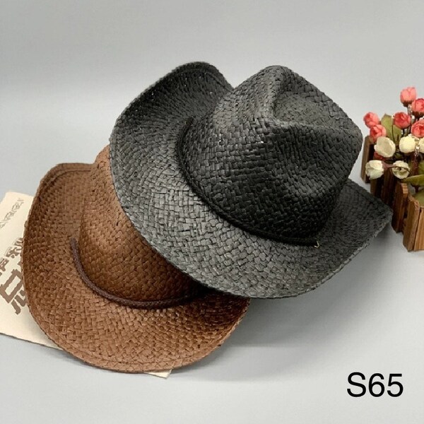 Black Straw Cowboy Hat - Etsy