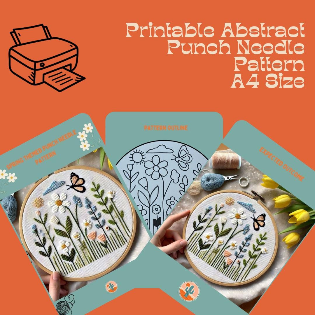 Printable Abstract Punch Needle Pattern (A4 Size) - Etsy