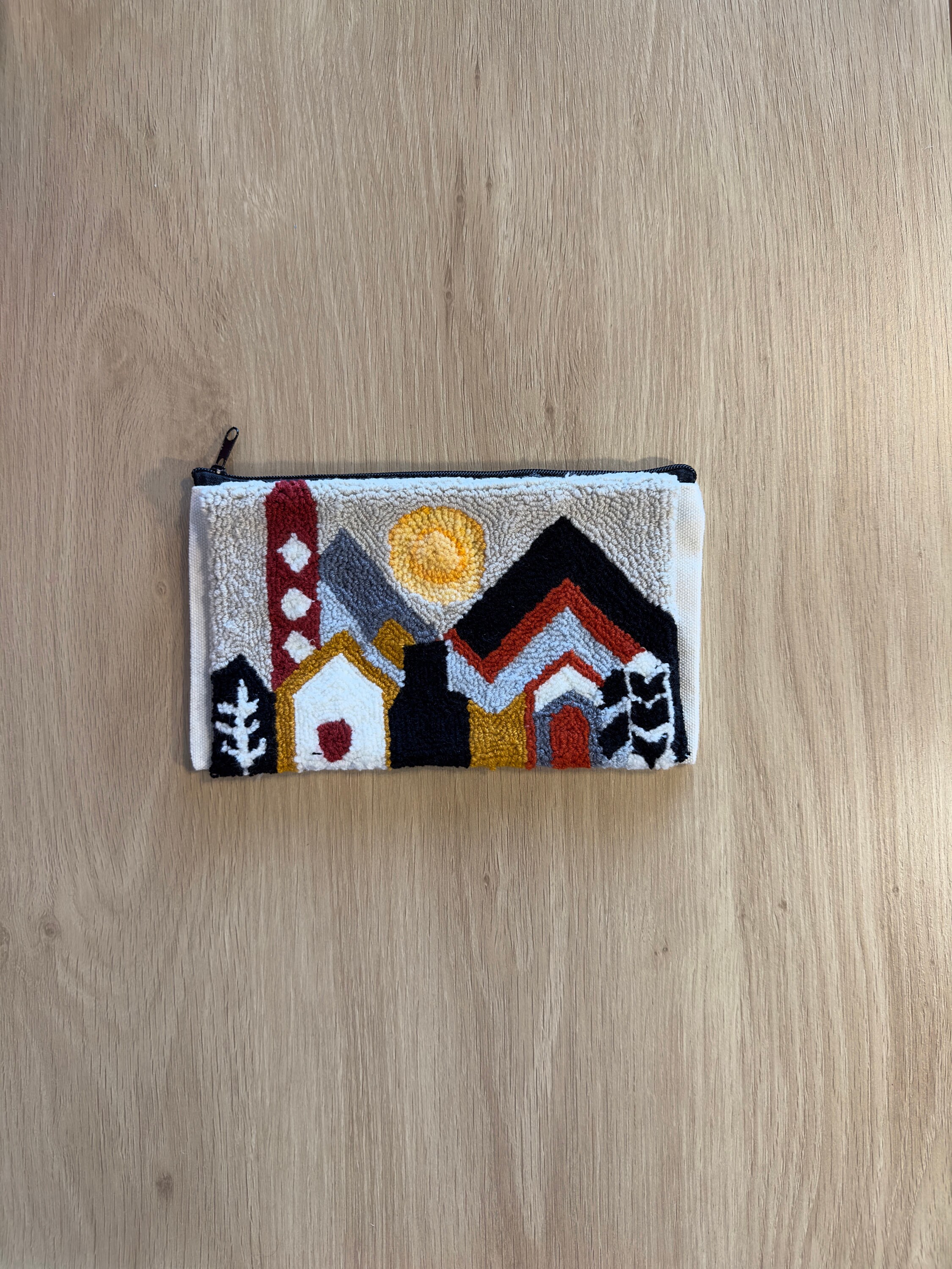 Canvas Pencil Case With Hand Made Blocks Punch Needle Embroidery - Etsy