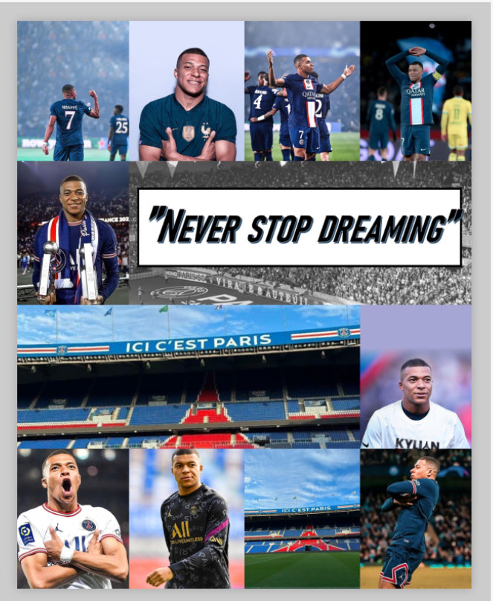 Kylian Mbappe never Stop Dreaming Poster. Motivation Display - Etsy