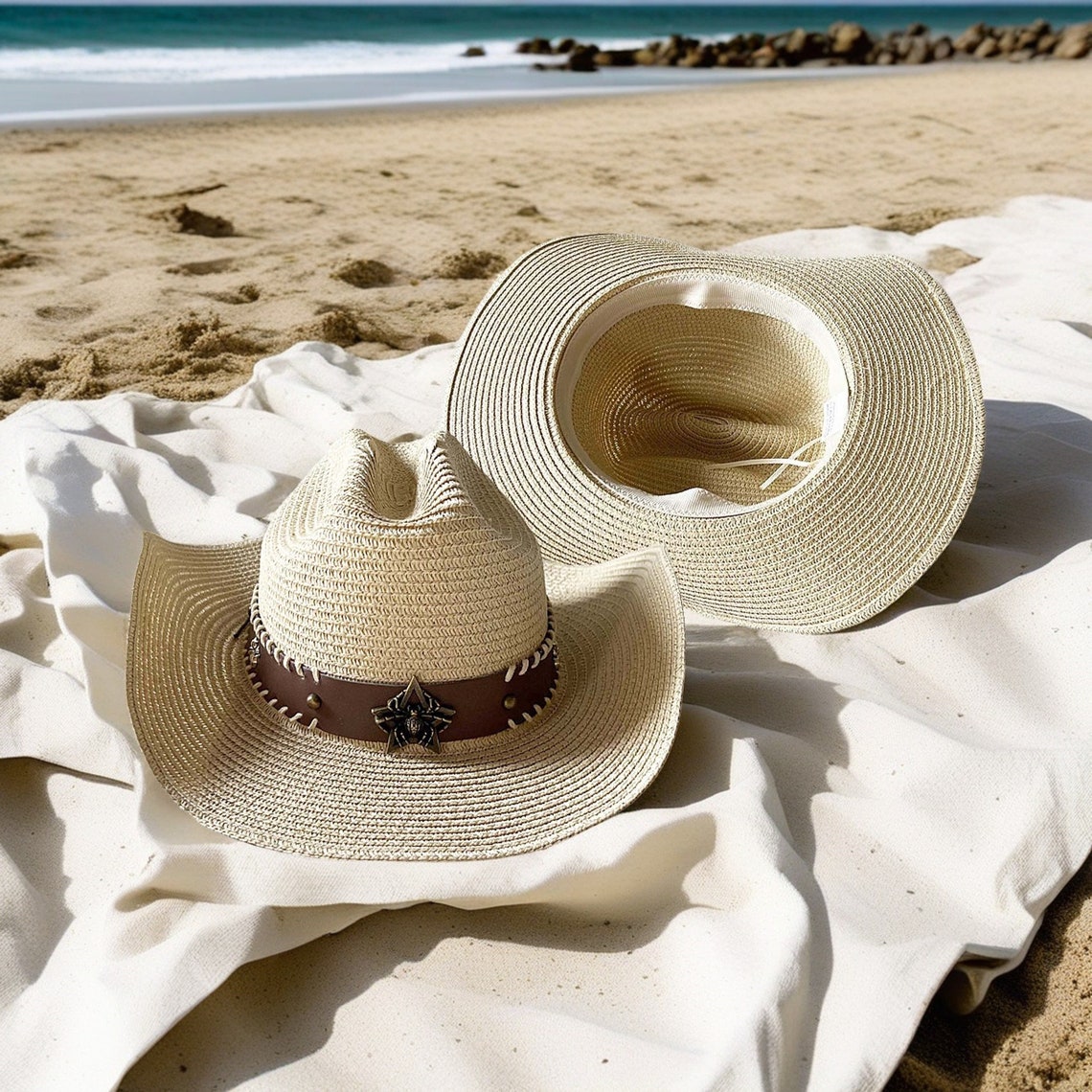 Classic Straw Cowboy Hat, Papyrus Cowboy Hat, Summer Woven Hat, Outdoor ...