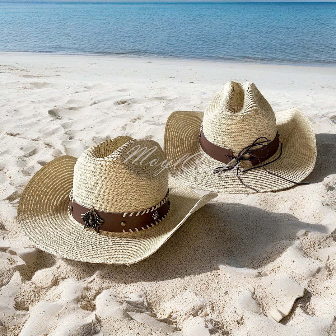 Classic Straw Cowboy Hat, Papyrus Cowboy Hat, Summer Woven Hat, Outdoor ...