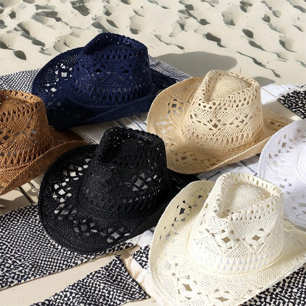 Black Straw Cowboy Hat - Etsy