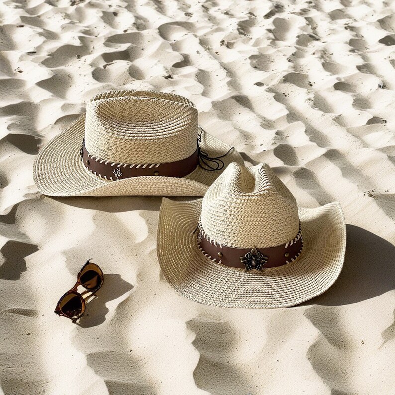 Classic Straw Cowboy Hat, Papyrus Cowboy Hat, Summer Woven Hat, Outdoor ...