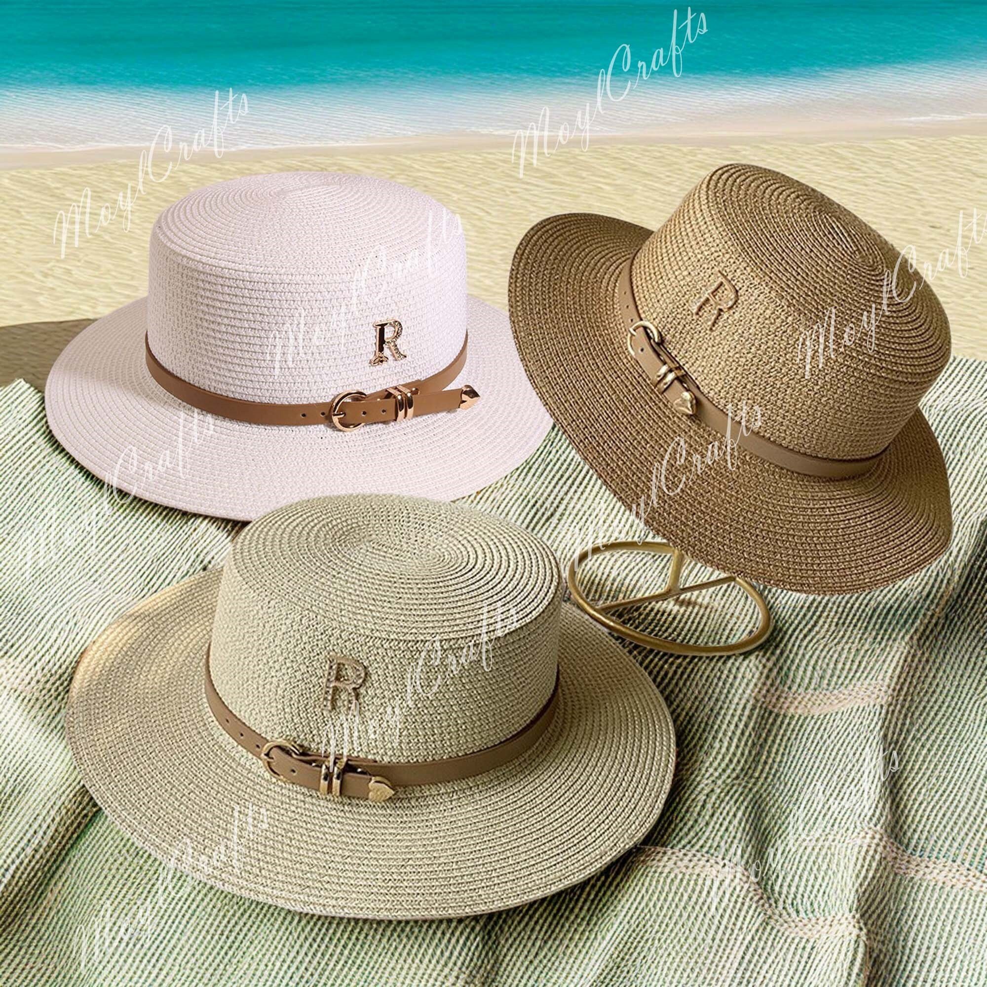 Solid Color Belted Straw Hat, Women's Straw Hat, Summer Woven Hat,sun ...