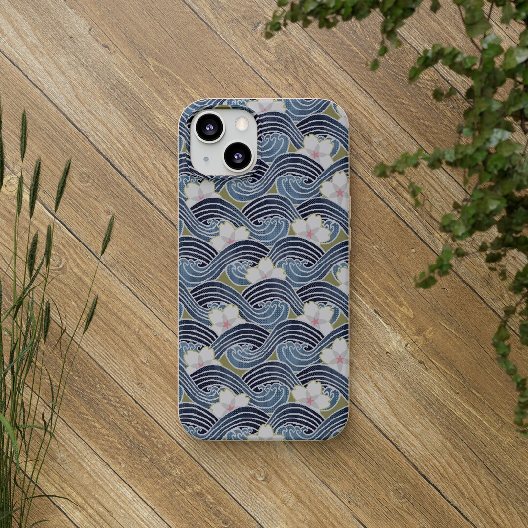 Biodegradable Japanese Sakura Waves Phone Case, Ecofriendly Iphone13 ...