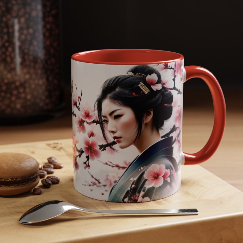 Japanese Geisha Samurai Shogun Cherry Blossom Flower Coffee Mug, Gift ...