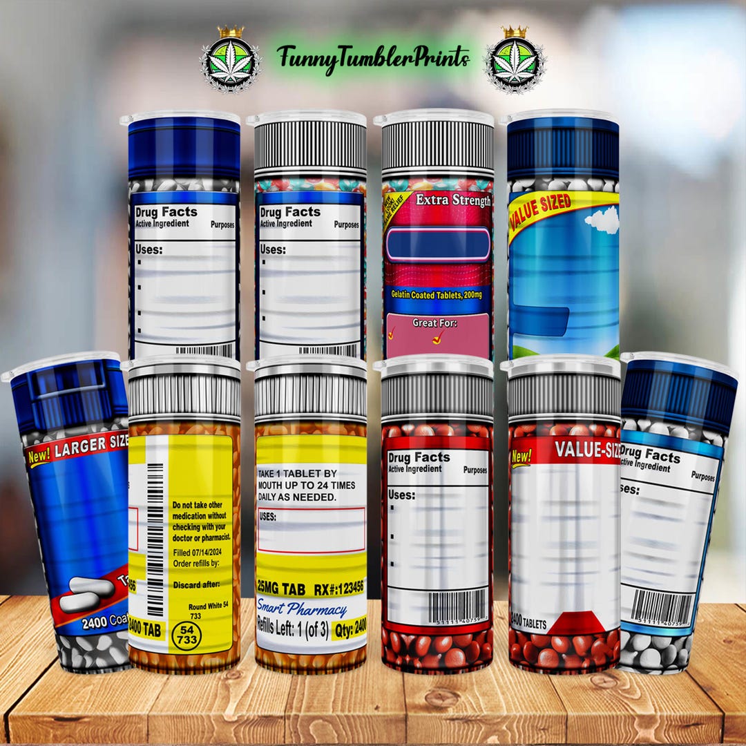 Fake Pills Tumbler: 20oz Sublimation Design, Seamless Wrap (PNG Digital ...