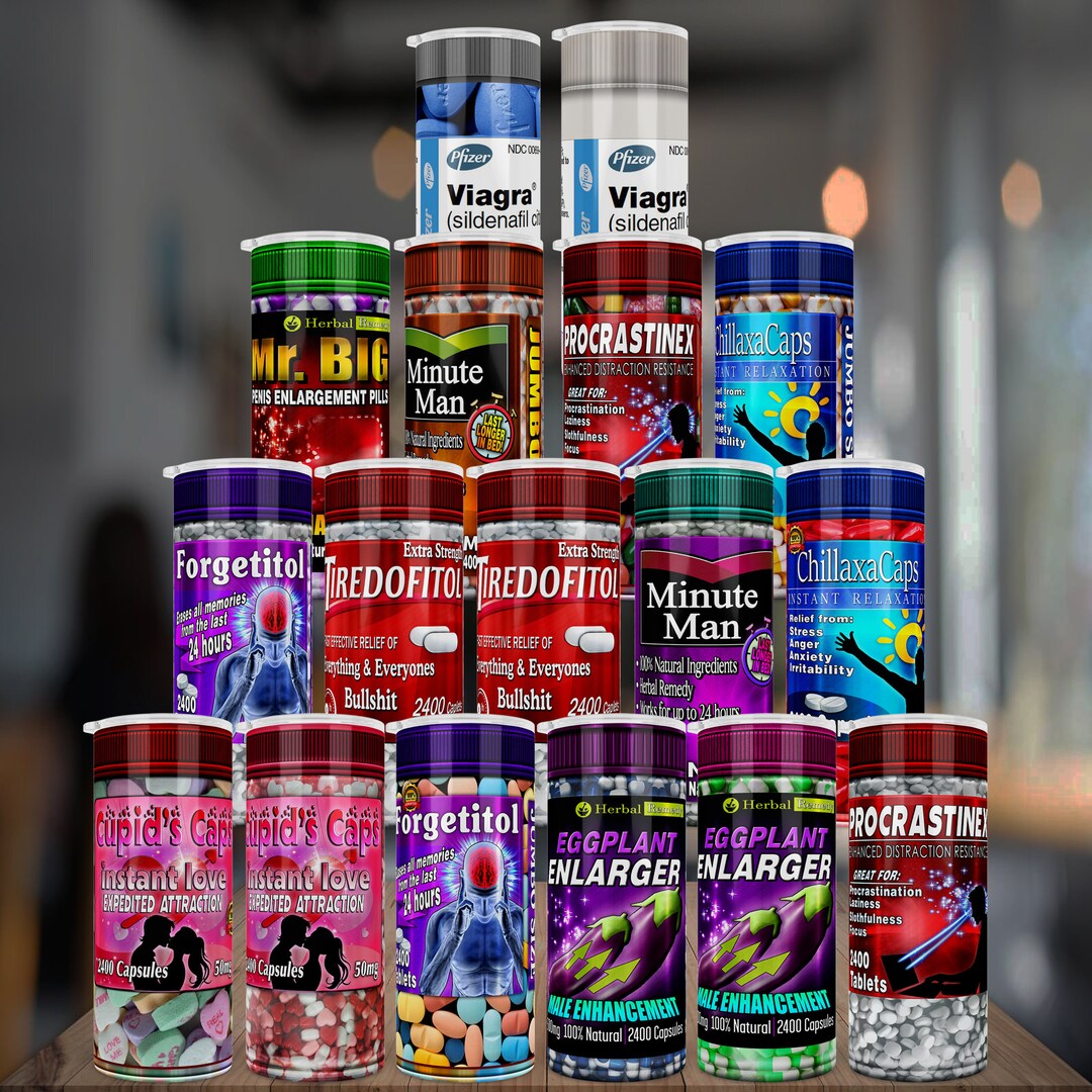 Funny Fake Pills Tumbler Wraps Bundle: Joke Prank Gift (digital ...