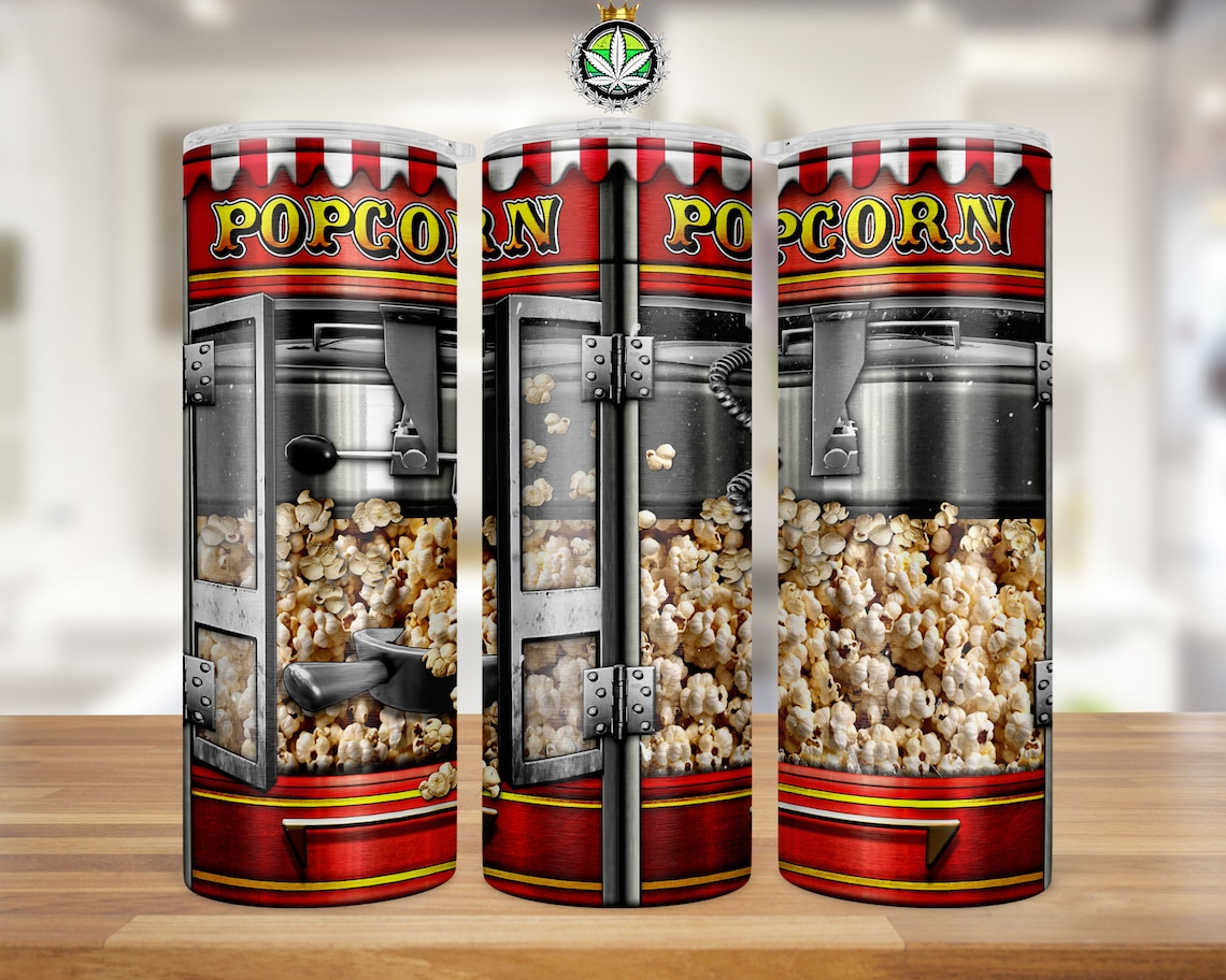 Popcorn Machine Tumbler Wrap: Seamless Design PNG (digital File) - Etsy