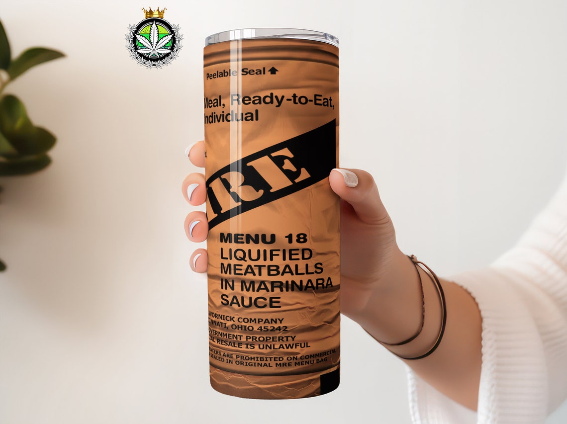 MRE Meals 20oz Tumbler Wrap, MRE Case Tumbler PNG, Army Military Theme ...