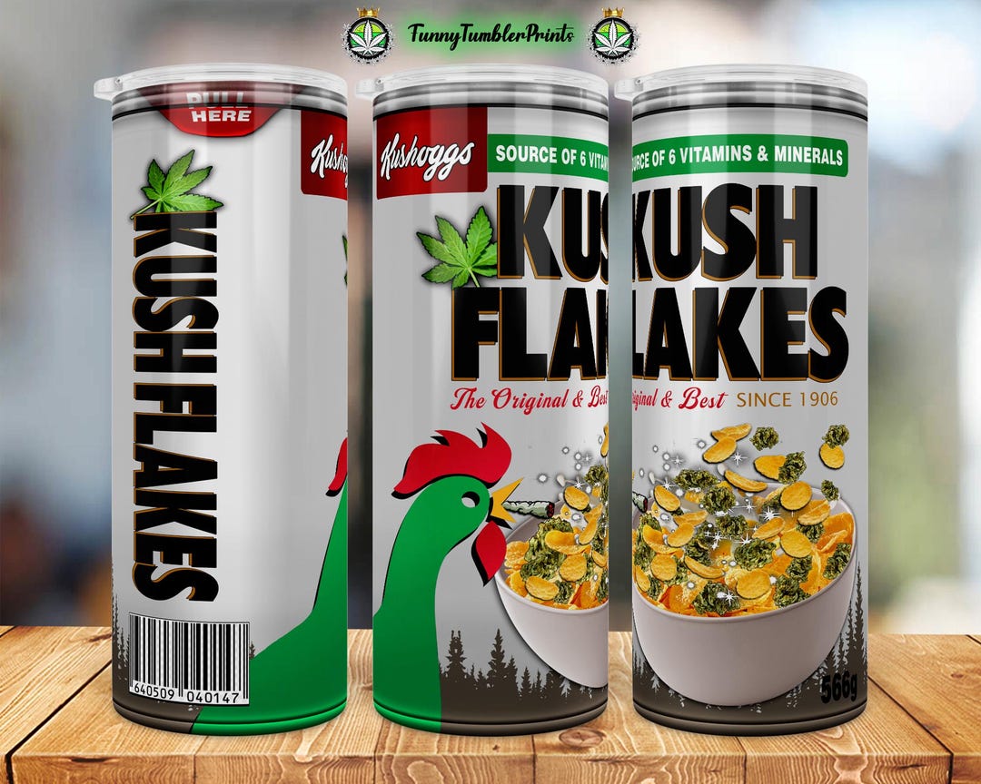 Kush Flakes 20 Oz Weed Cereal Tumbler Wrap, Funny 420 Marijuana 20oz ...