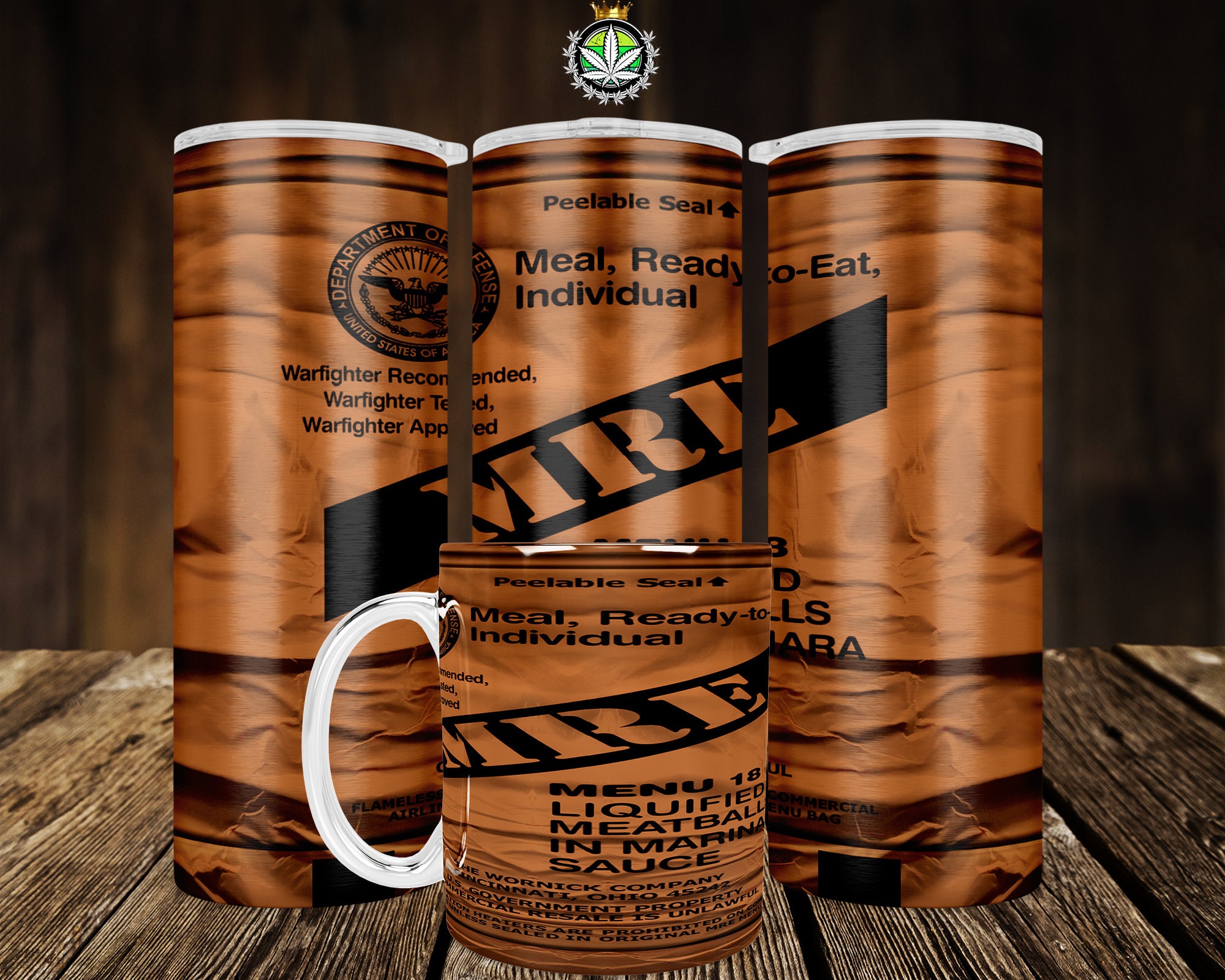 MRE Meals 20oz Tumbler Wrap, MRE Case Tumbler PNG, Army Military Theme ...