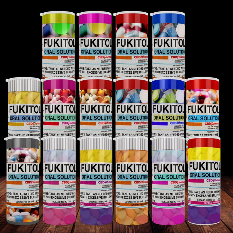 Bundle Fukitol Prescription Funny 20oz Skinny Tumbler Wrap, Seamless ...