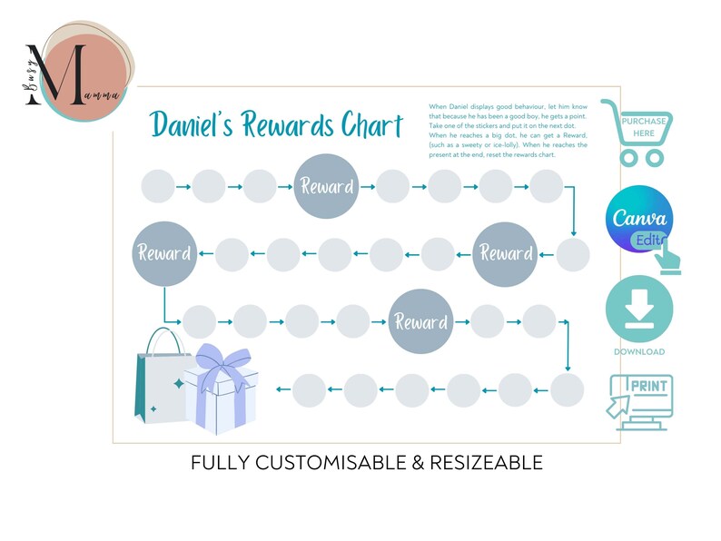 Editable Rewards Chart Template - Etsy