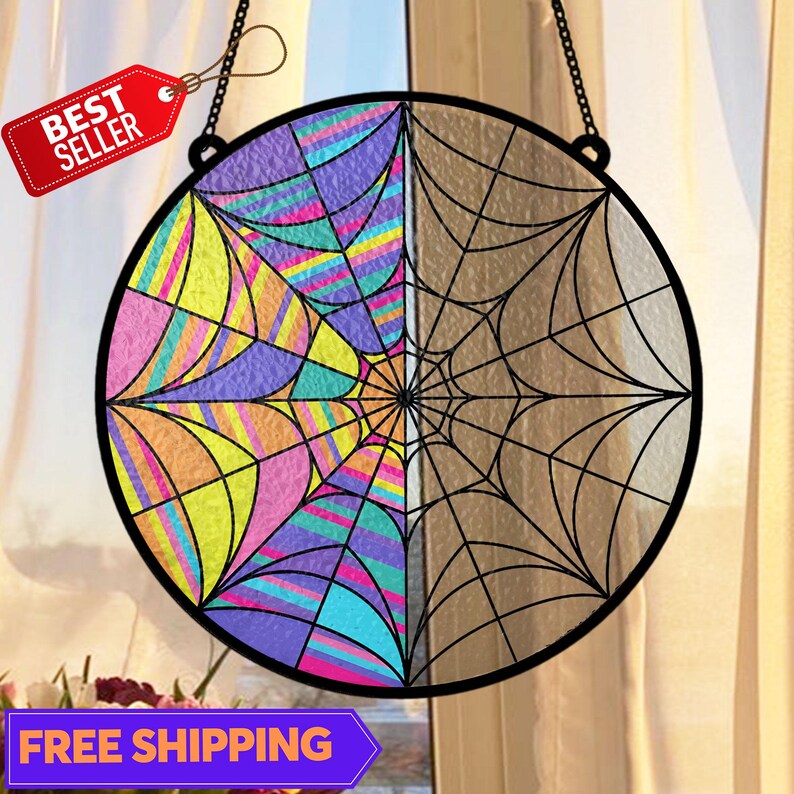 Spiderweb Wednesday Suncatcher, Spiderweb Halloween Window Hanging ...